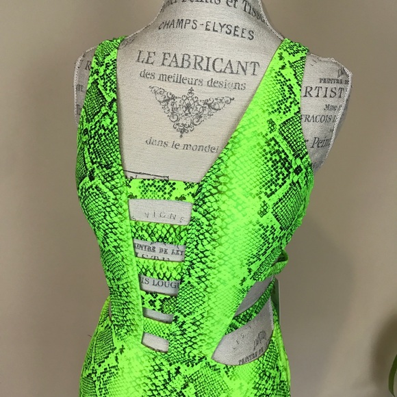 Swim | Snake Skin Croc Lime Green Strappy Swim Suit | Poshmark